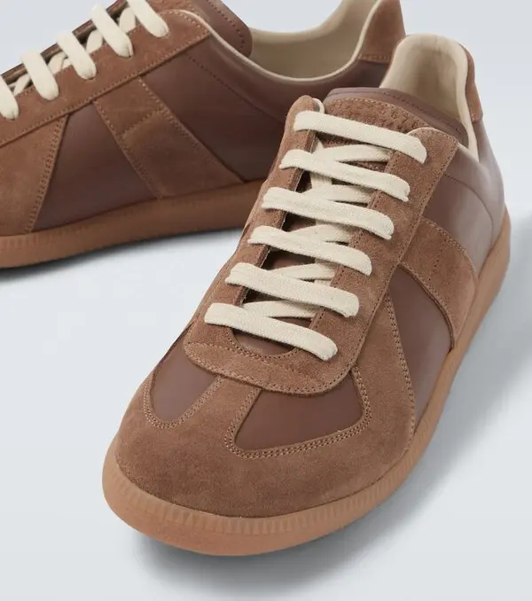 MAISON MARGIELA Replica Leather-trimmed Suede Sneakers
