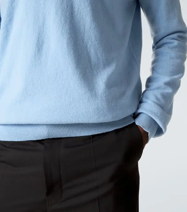 JIL SANDER Ribbed Wool Sweater With Partial Zip - Blue