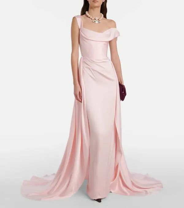 VIVIENNE WESTWOOD Nova Grace Draped Asymmetric Gown - Pink