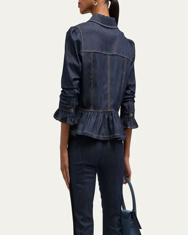 Cinq À Sept Delanie Denim Jacket With Scrunched Sleeves