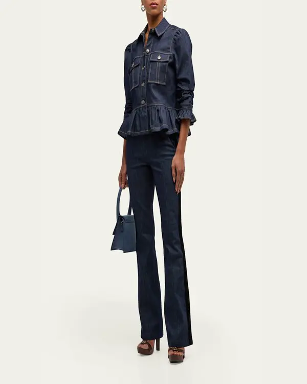 Cinq À Sept Delanie Denim Jacket With Scrunched Sleeves