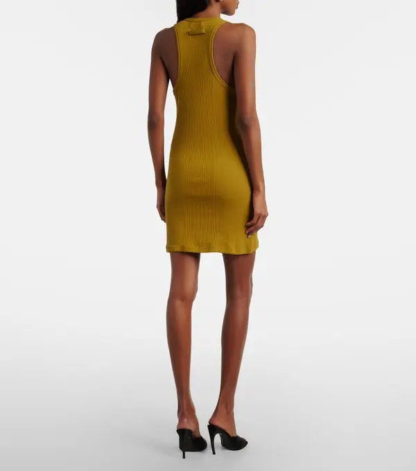 JEAN PAUL GAULTIER Logo Ribbed-knit Cotton Minidress - Green