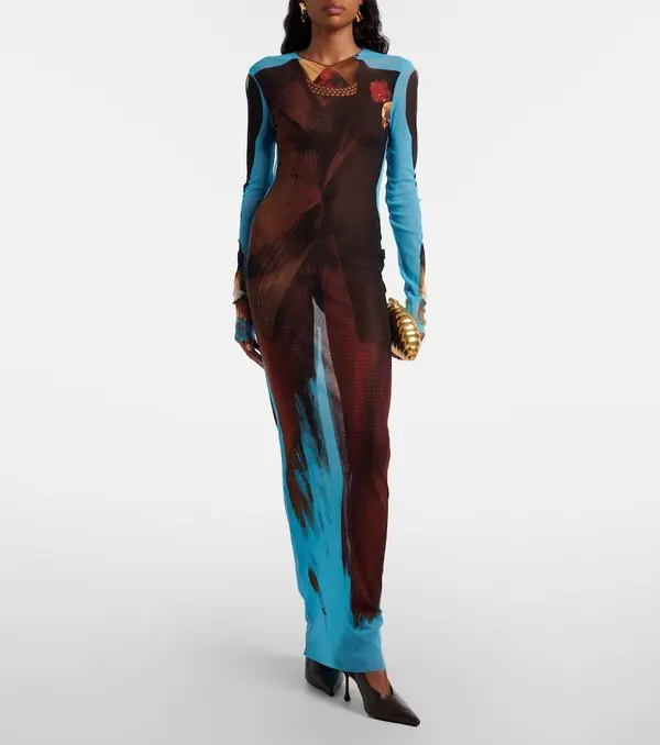 JEAN PAUL GAULTIER Printed Sheer Maxi Dress