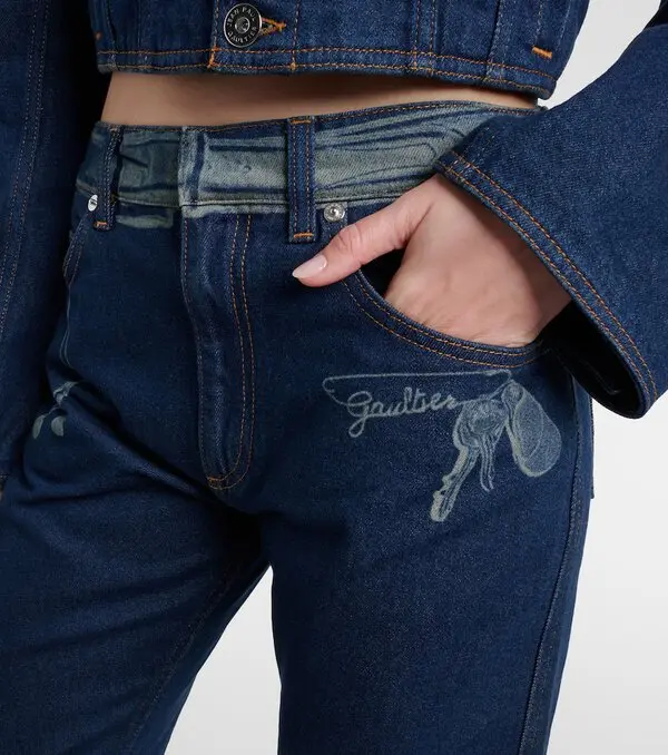 JEAN PAUL GAULTIER Printed Mid-rise Straight Jeans