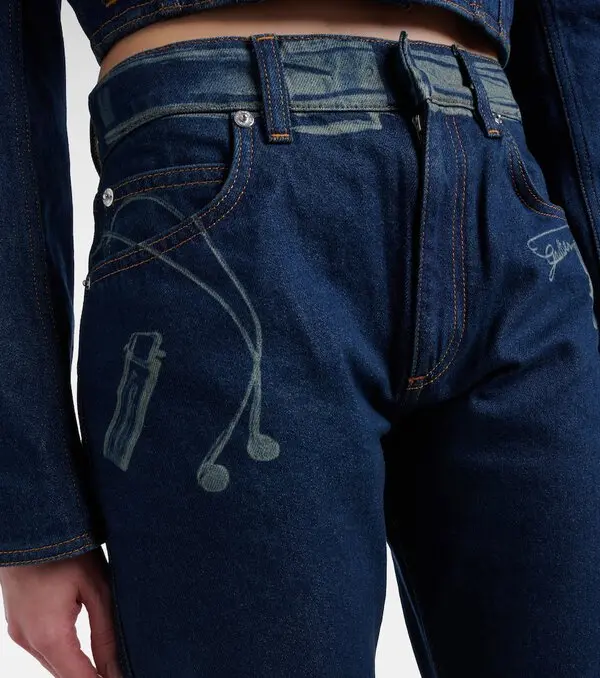 JEAN PAUL GAULTIER Printed Mid-rise Straight Jeans