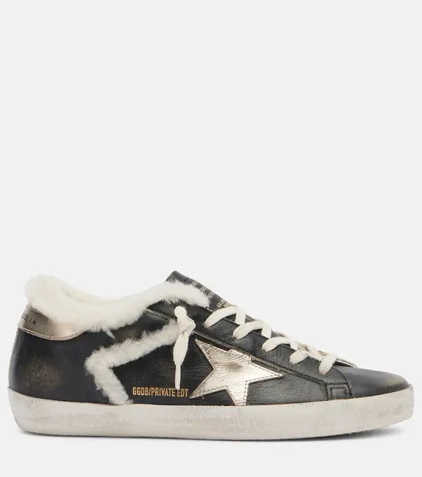 GOLDEN GOOSE Super-star Shearling-trimmed Leather Sneakers