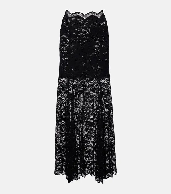 Rabanne Floral Lace Maxi Skirt - Black