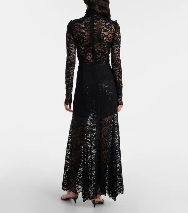 Rabanne Floral Lace Maxi Skirt - Black