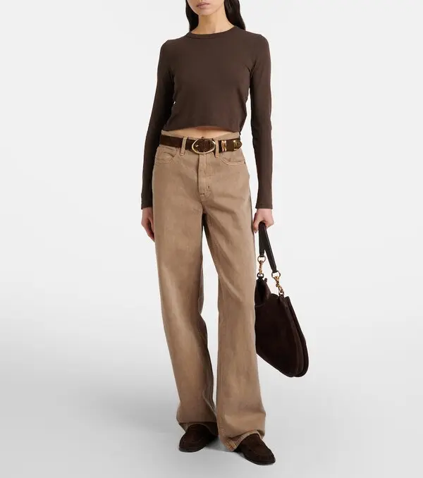 SLVRLAKE Baby Cropped Cotton Jersey T-shirt - Brown