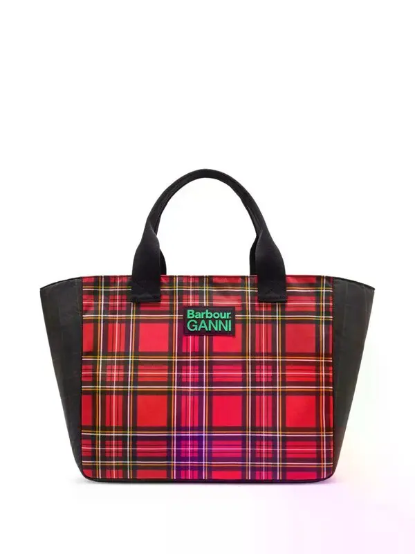 GANNI X Barbour Tartan Print Tote Bag - Red