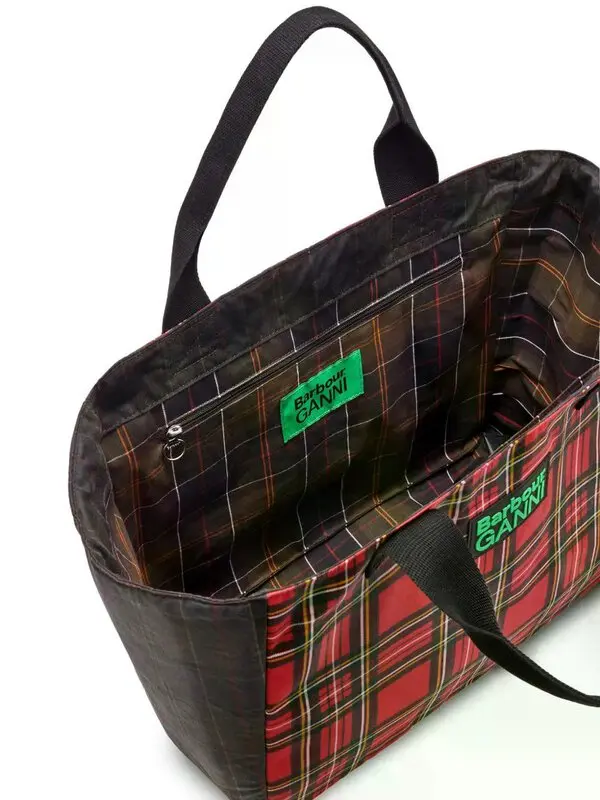 GANNI X Barbour Tartan Print Tote Bag - Red