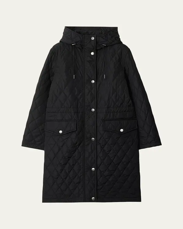 Burberry Hillgate Quilted Long Hooded Jacket
