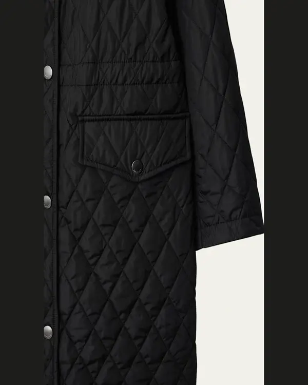 Burberry Hillgate Quilted Long Hooded Jacket