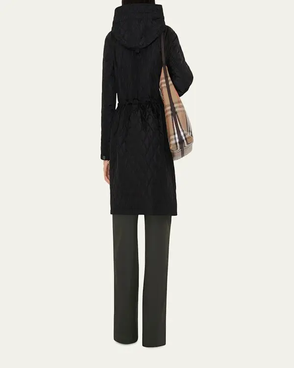 Burberry Hillgate Quilted Long Hooded Jacket