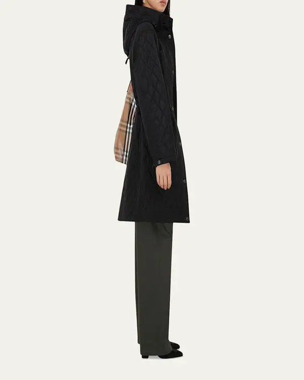 Burberry Hillgate Quilted Long Hooded Jacket