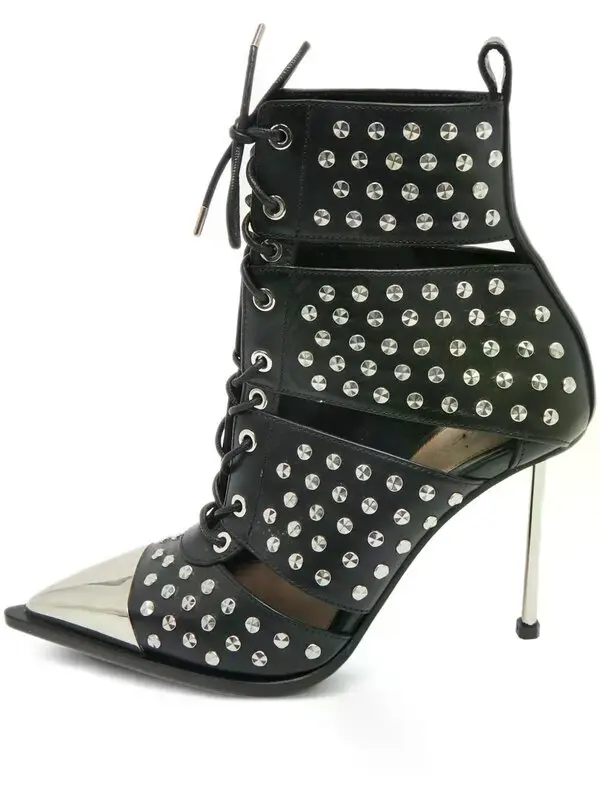 Alexander McQueen Cut-out Studded Ankle Boots - Black