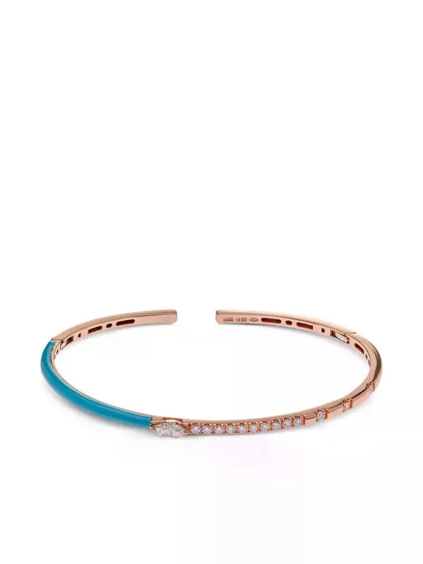 JEWELS AFICIONADO 18k Rose Gold Diamond Bangle Bracelet - Pink