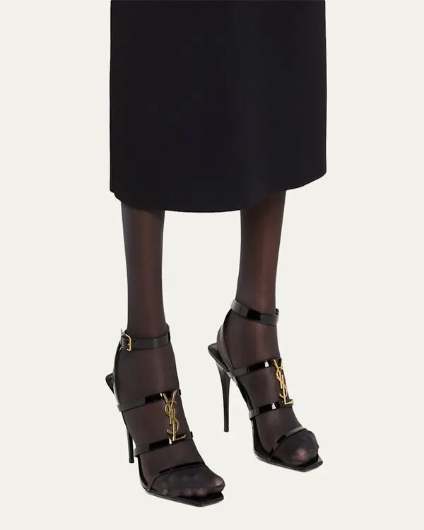 Saint Laurent Cassandra Medallion Stiletto Sandals