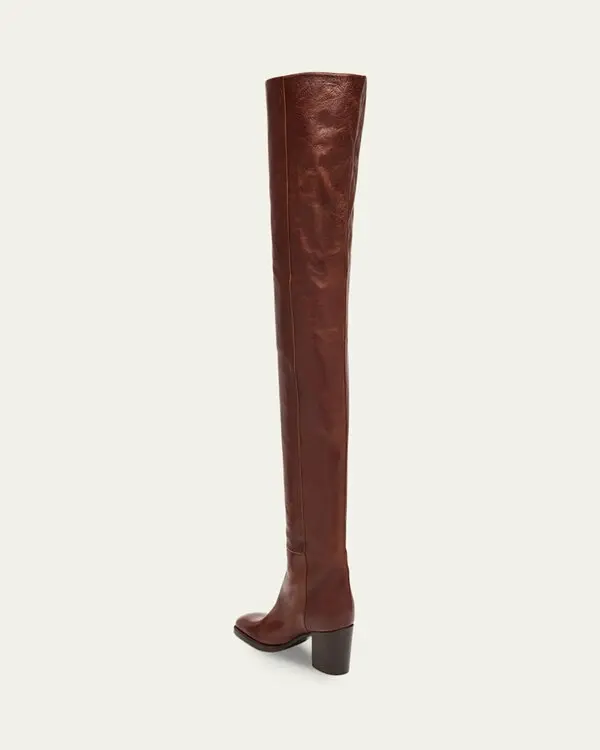 Saint Laurent Odeon Leather Over-the-knee Boots