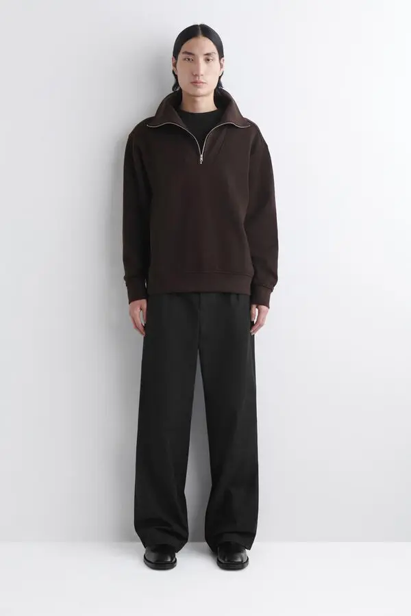 Cos Relaxed Fit Mock-neck Zip-up Sweatshirt - Brown