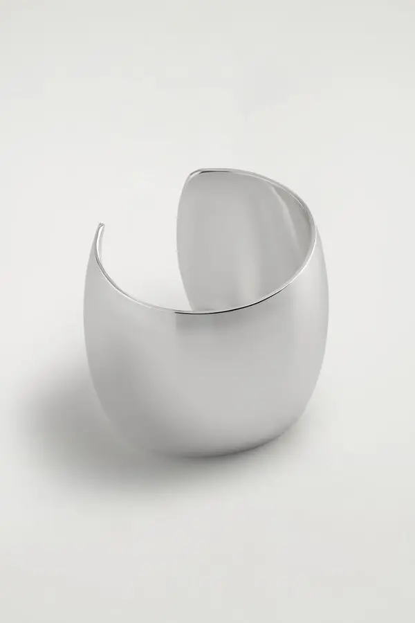 Cos Wide Cuff Bracelet In Silver-plated Recycled Brass - Silver-colored