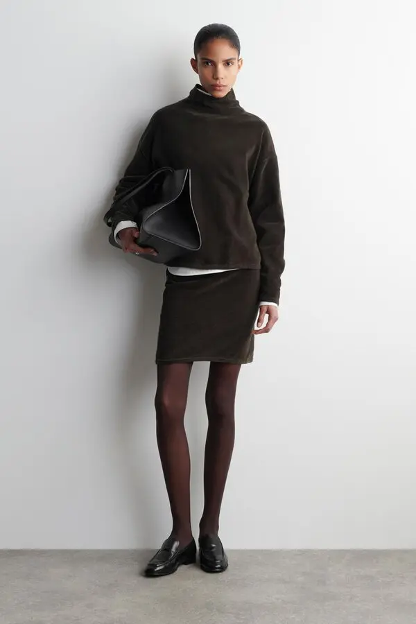 Cos Chenille Mock-neck Sweater - Brown
