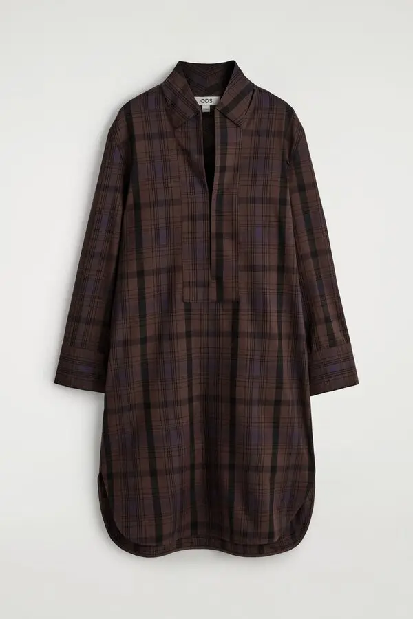 Cos Checked Wool-blend Shirt Dress