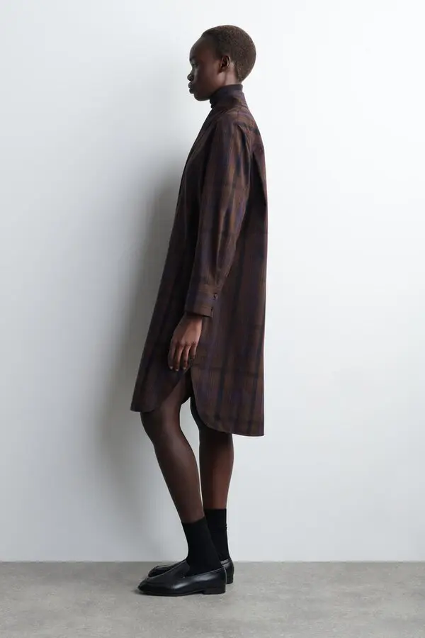 Cos Checked Wool-blend Shirt Dress
