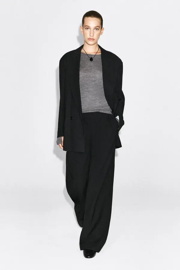 Cos Merino Wool Long Sleeve Top - Gray