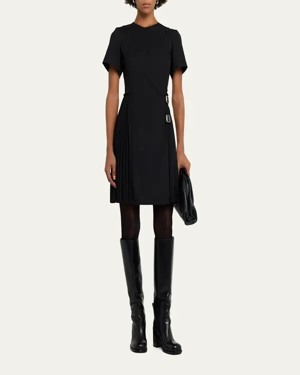Burberry Ada Pleated Wrap Mini Dress