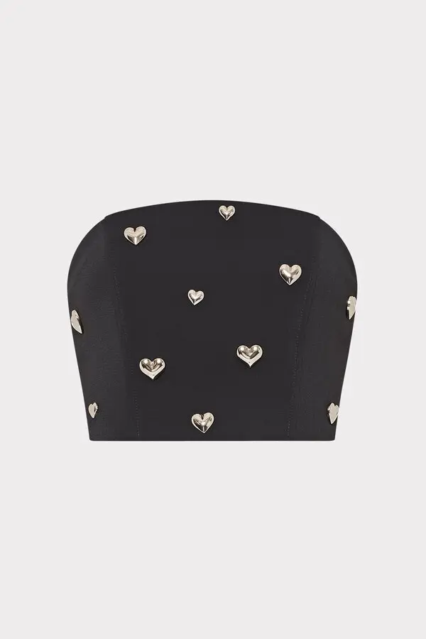 MILLY Sharlee Heart Applique Tube Top - Black