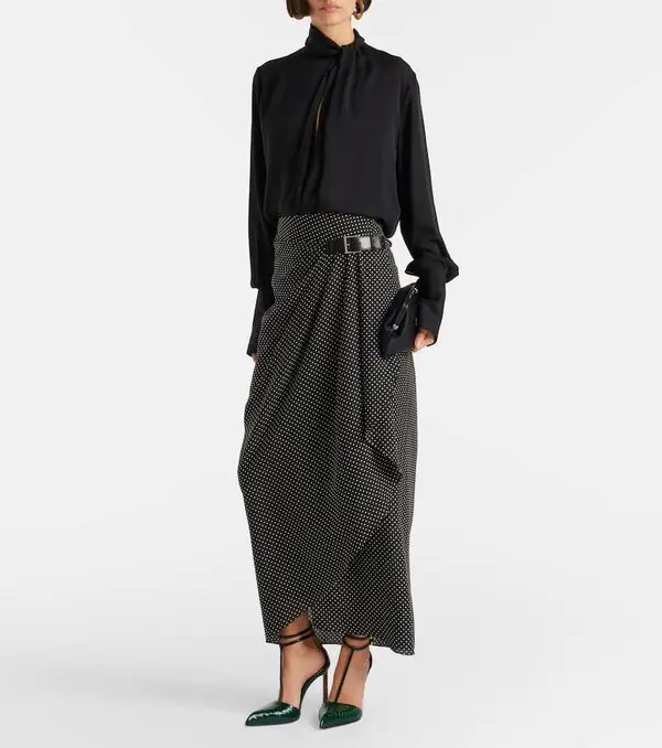 TOM FORD Polka-dot Silk Midi Skirt