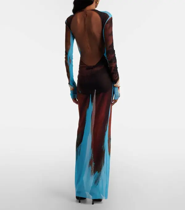JEAN PAUL GAULTIER Printed Sheer Maxi Dress