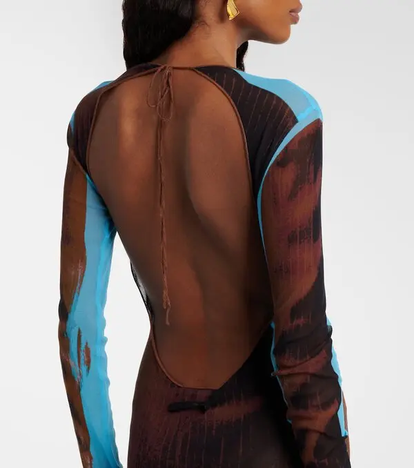 JEAN PAUL GAULTIER Printed Sheer Maxi Dress