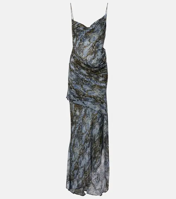 Christopher Esber Snake-print Draped Maxi Dress - Multicoloured