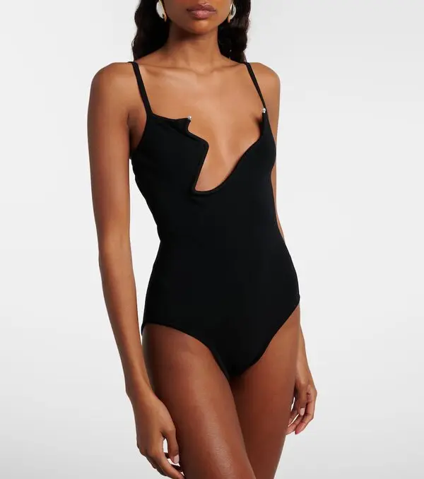 Christopher Esber Odessa Cutout Embellished Ribbed-knit Bodysuit - Black