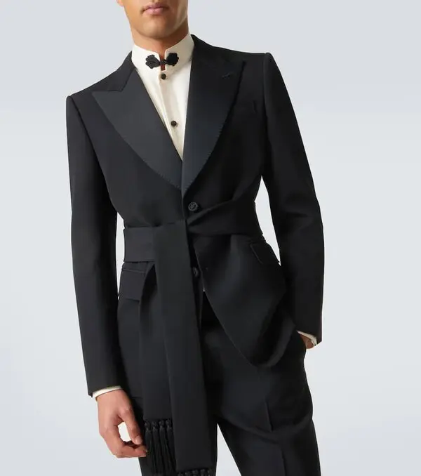 Valentino Garavani Belted Virgin Wool Suit Jacket