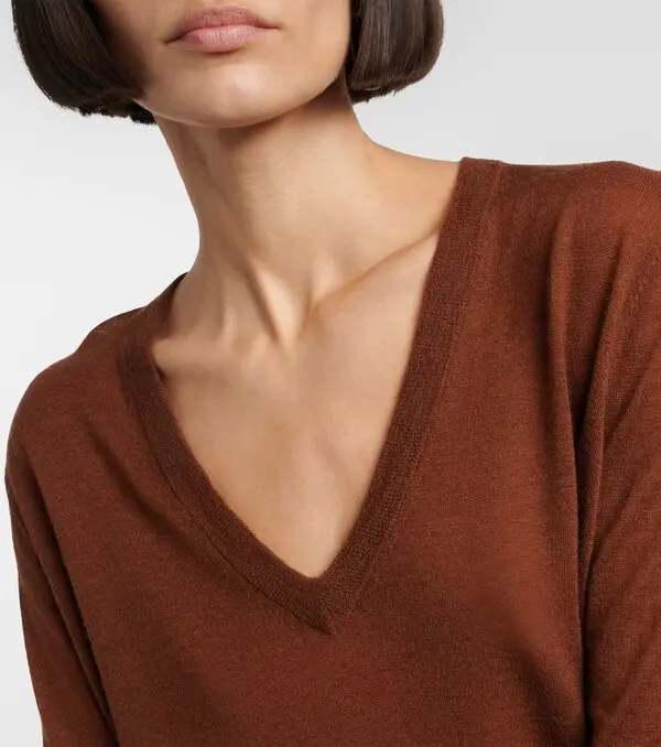 JOSEPH Cashmere V-neck Sweater - Brown