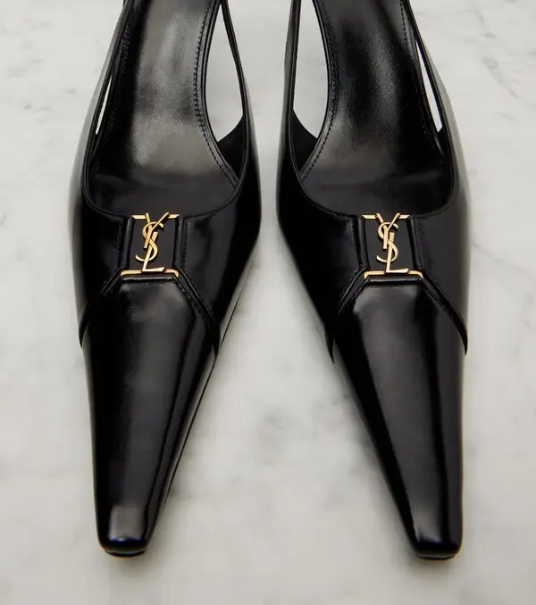 Saint Laurent Babylone Breteuil 75 Slingback Pumps - Black
