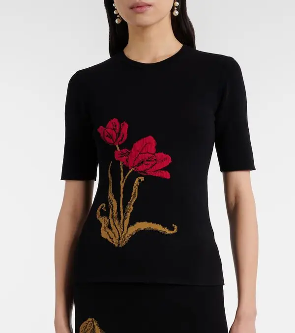 Erdem Floral Jacquard Top