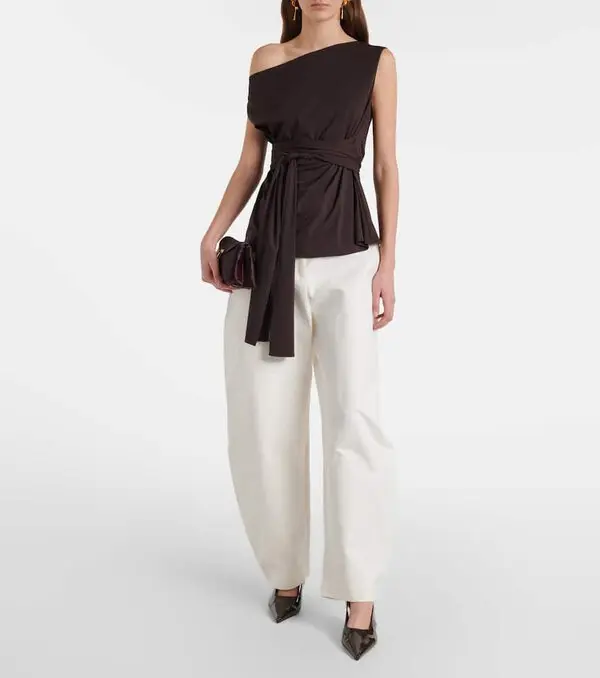 RÓHE One-shoulder Jersey Wrap Top