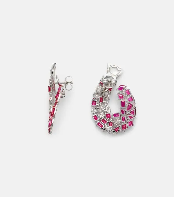 KAMYEN 18kt White Gold Diamond And Ruby Earrings