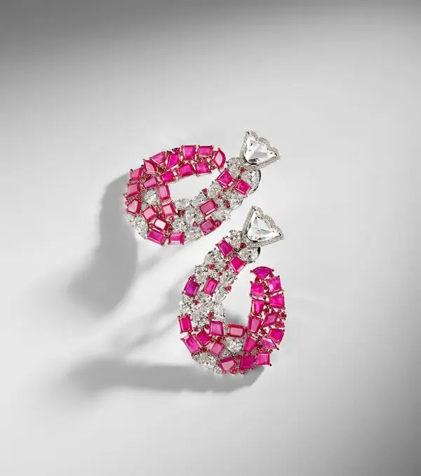 KAMYEN 18kt White Gold Diamond And Ruby Earrings