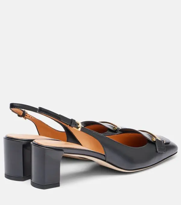 TOD'S 50 Leather Slingback Pumps - Black
