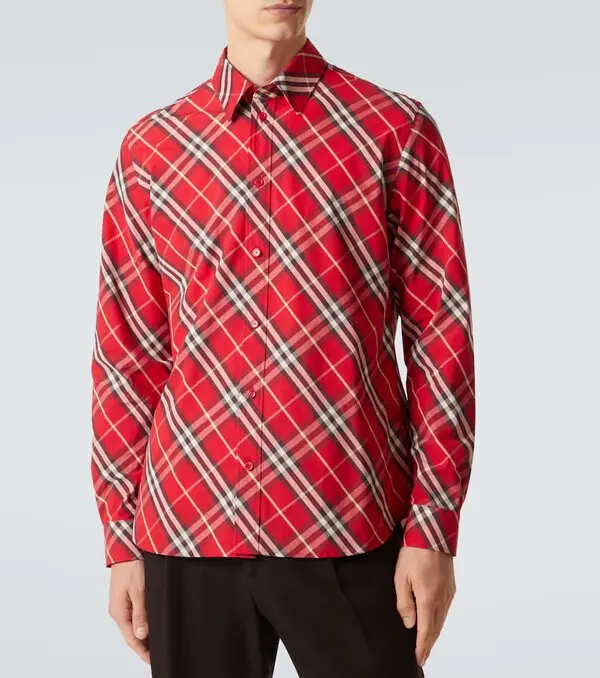 Burberry Checked Cotton Shirt - Red