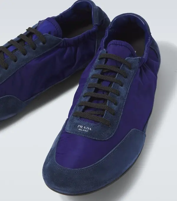Prada Re-nylon And Suede Sneakers - Blue