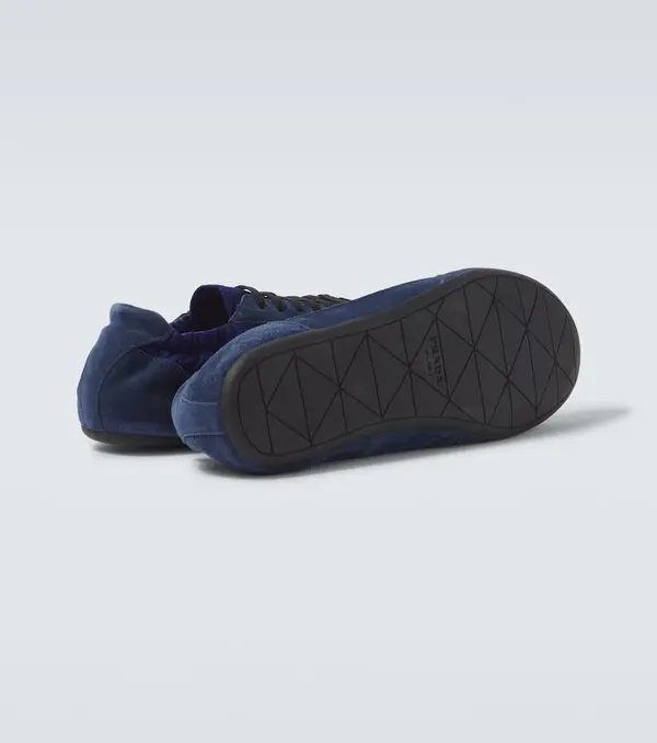 Prada Re-nylon And Suede Sneakers - Blue
