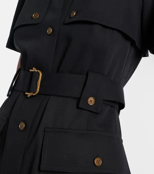 Burberry Belted Wool Shirt Dress