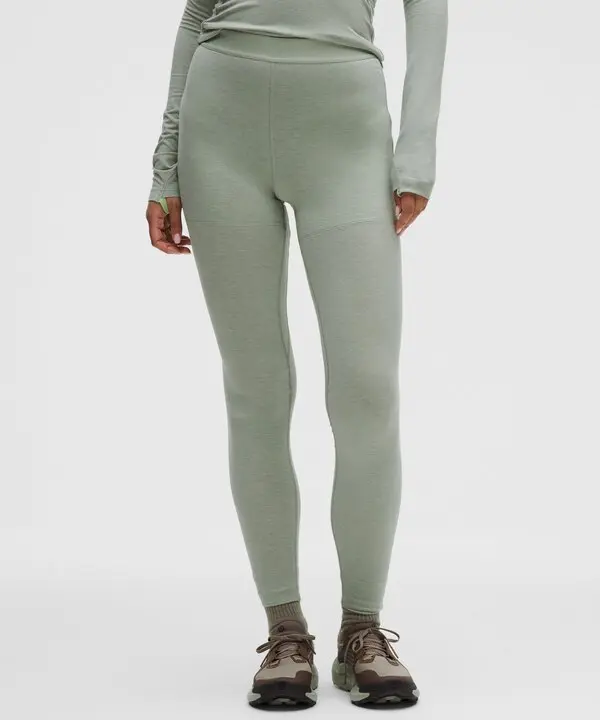 Lululemon Wool-blend Base Layer Tight - Fog Green/lemongrass