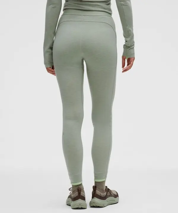 Lululemon Wool-blend Base Layer Tight - Fog Green/lemongrass